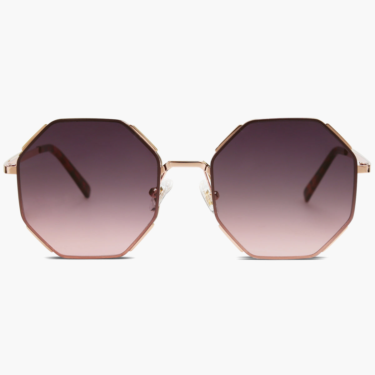 Buy Rose Gold Frame Gradient Pink Lens Polygon Sunglasses for Women ...
